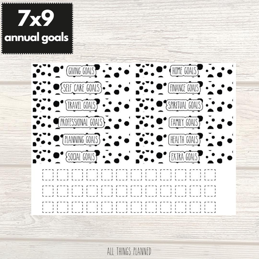 7x9 Annual Goals Stickers | Planner Stickers | Sticker Sheet - Etsy