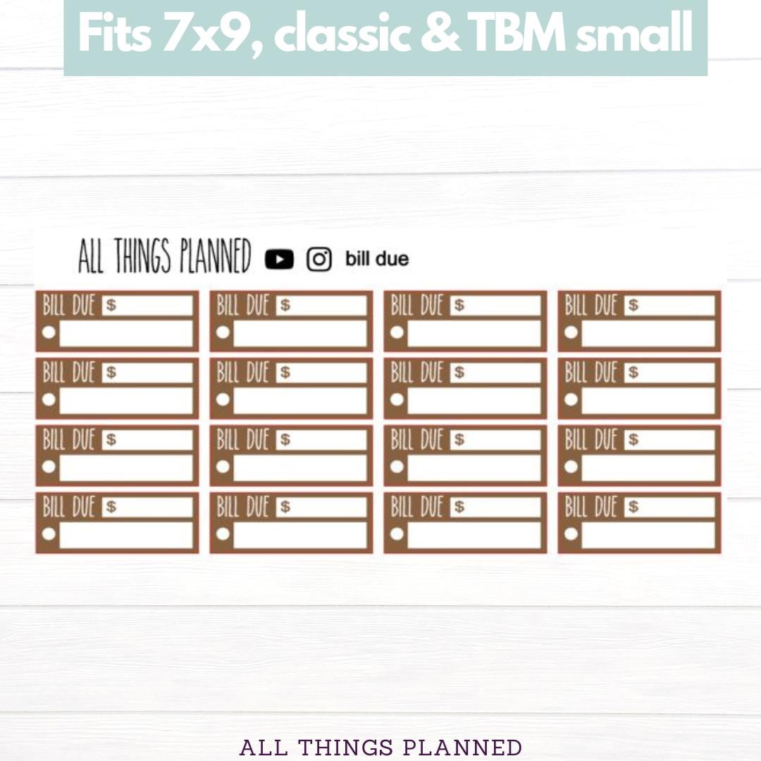 7x9 Classic TBM Small BBP Jan. hot Cocoa Bill Due Stickers Budget ...