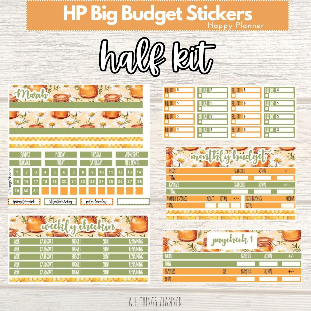 Big March (honey Jar) HP HALF Kit Budget Stickers BUNDLE | Happy ...