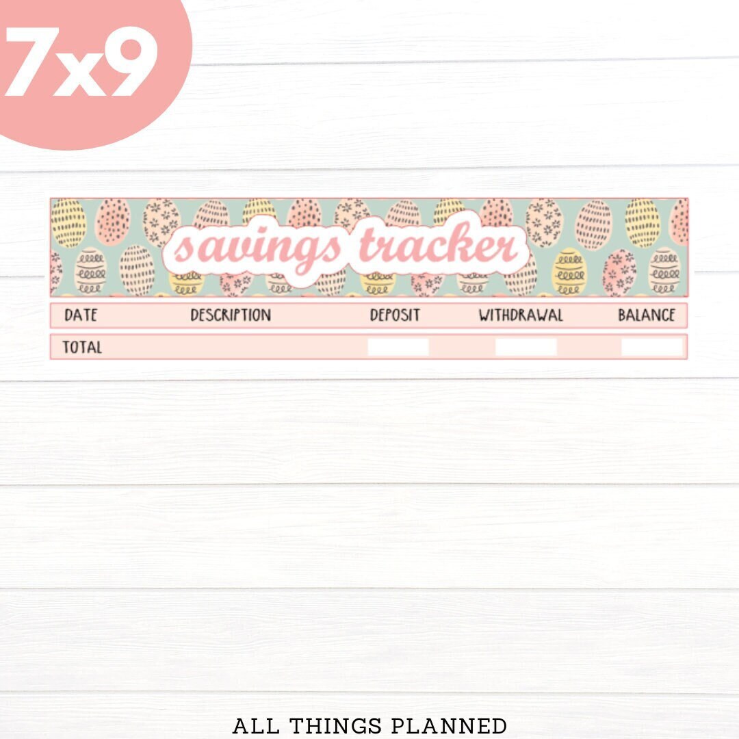 7x9 April easter Savings Tracker Planner Sticker Budget Planner Sticker ...