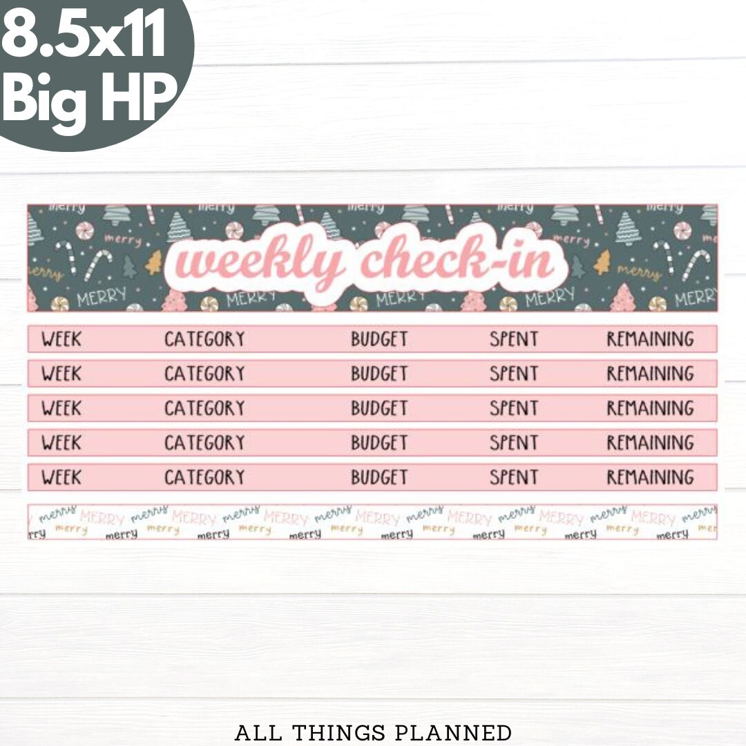 8.5x11 Big Dec. merry Christmas Weekly Checkin Budget Planner Stickers ...