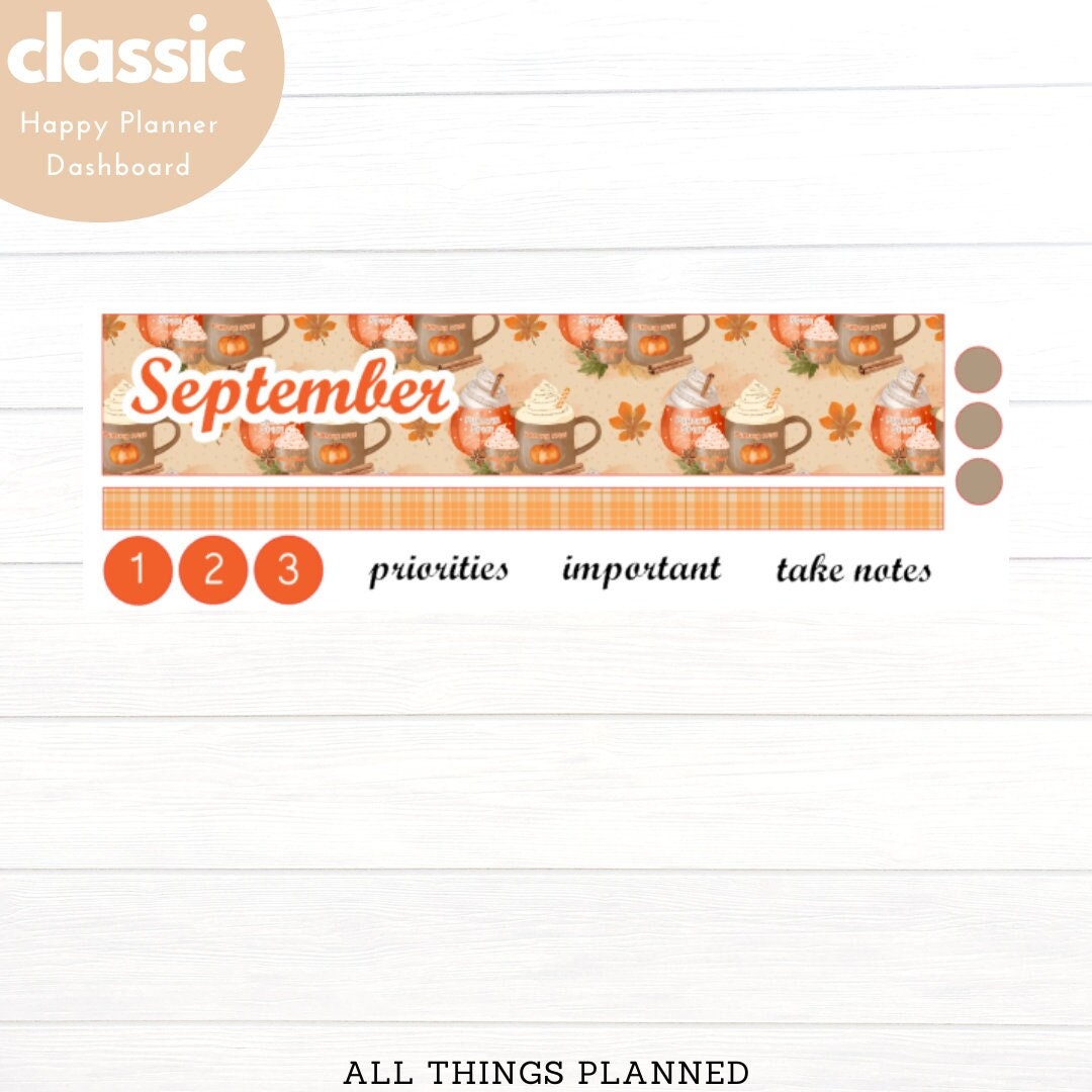 Classic Sept. pumpkin Spice Dashboard Sticker Happy Planner - Etsy