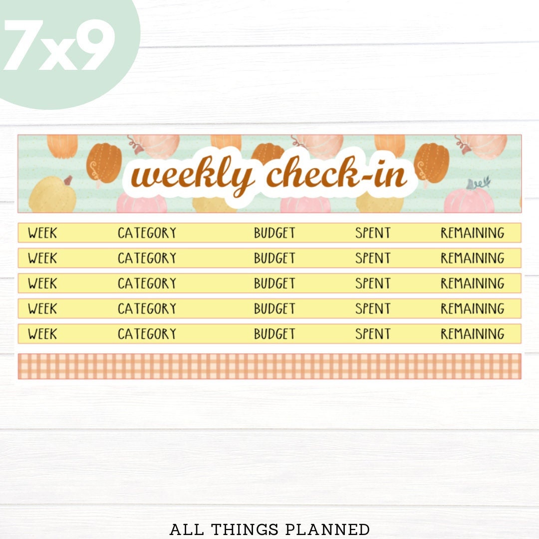 7x9 November Weekly Check-in Budget Planner Stickers Budget - Etsy