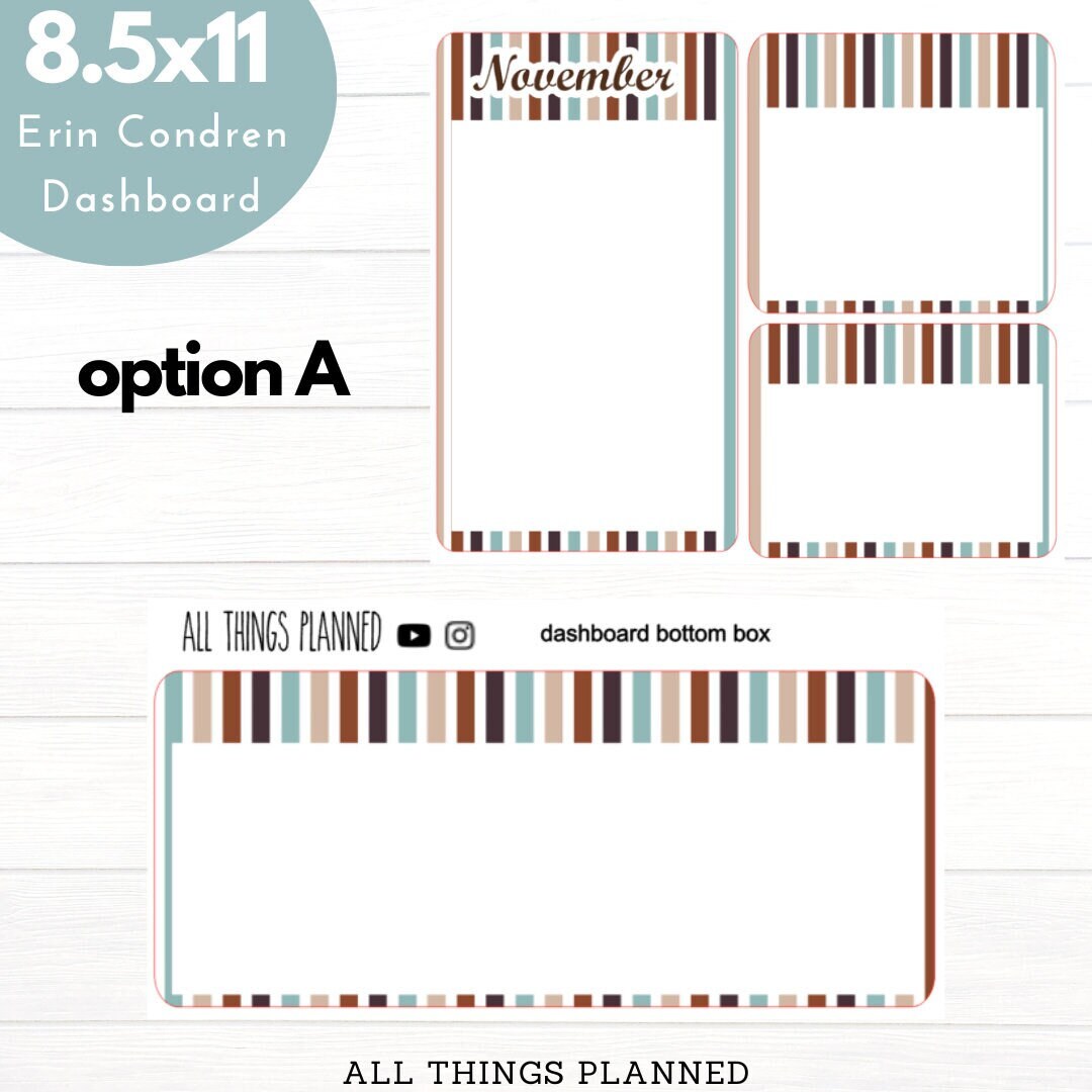 8.5x11 Nov. stripes OLD EC Dashboard Stickers Planner Stickers - Etsy