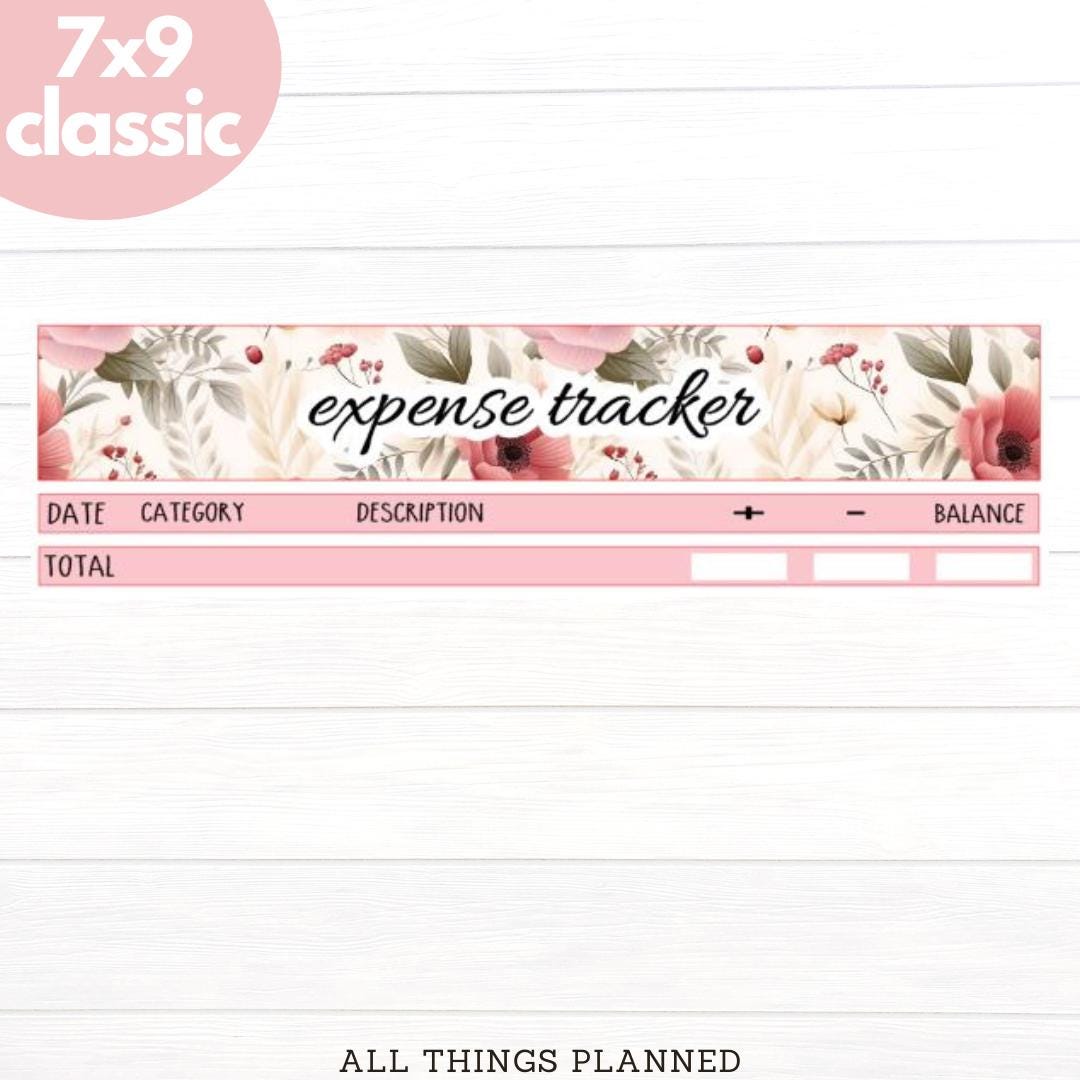 7x9 | Classic | June (summer Florals) Expense Tracker Sticker | Budget ...