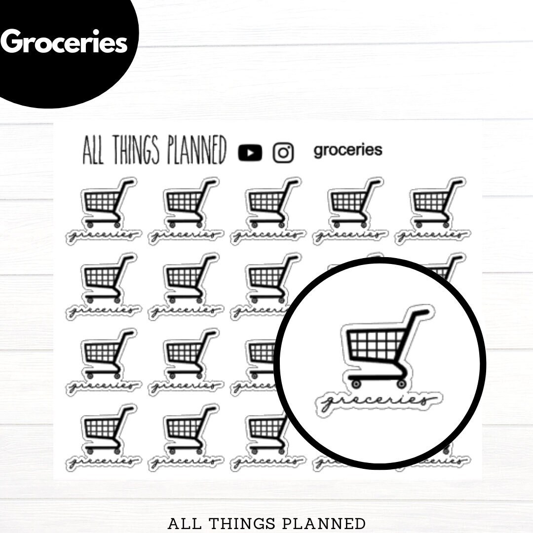 Groceries Stickers Planner Stickers Sticker Sheet - Etsy