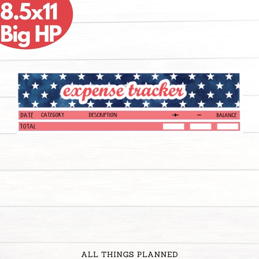 8.5x11 Big July 4th Expense Tracker Sticker Budget Planner Sticker - Etsy