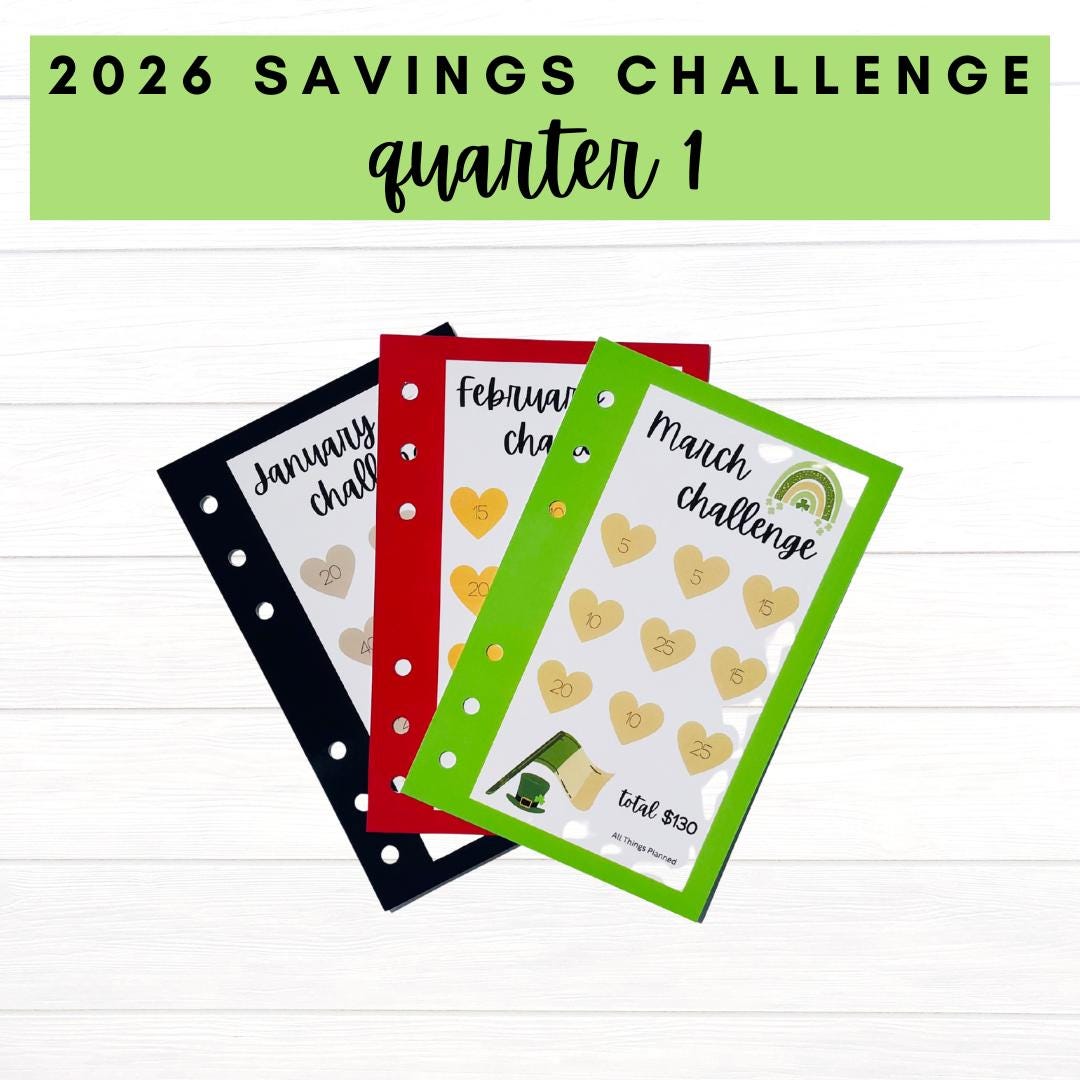 2026 Savings Challenge Cards Quarter 1 | Savings Challenge Bundle ...