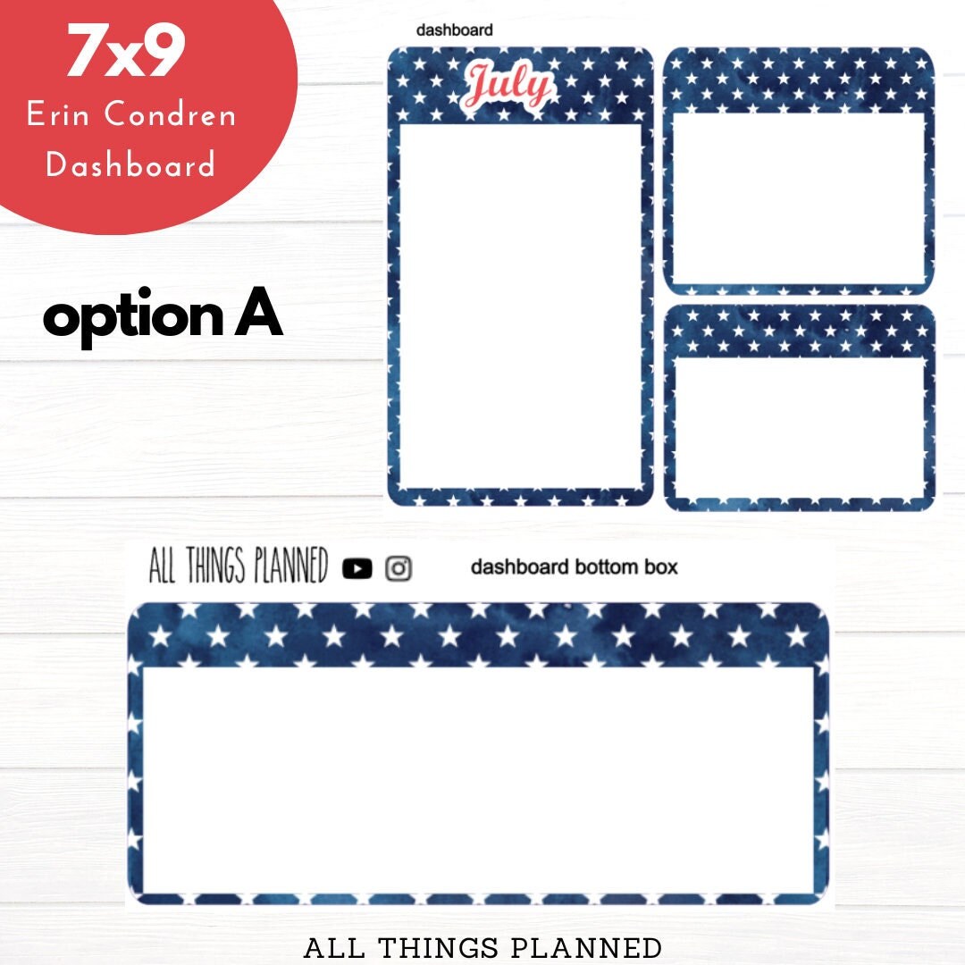 7x9 July 4th OLD EC Dashboard Stickers Planner Stickers - Etsy