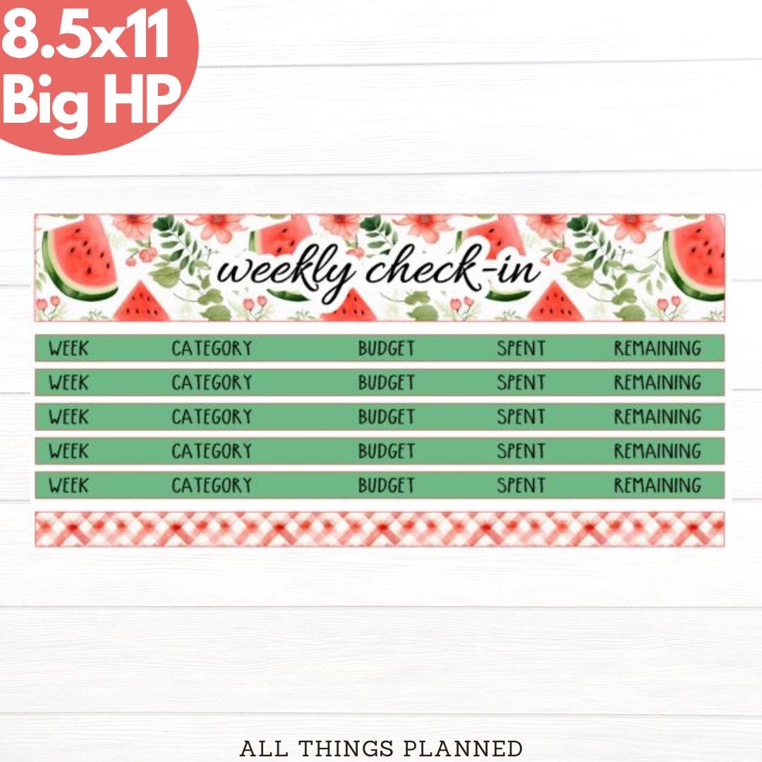 8.5x11 | Big | May (watermelon) Weekly Checkin Budget Planner Stickers ...