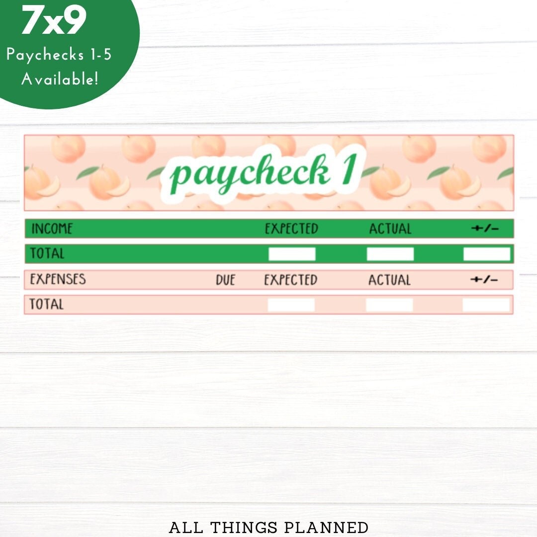 7x9 May peach Paycheck Budget Planner Stickers - Etsy