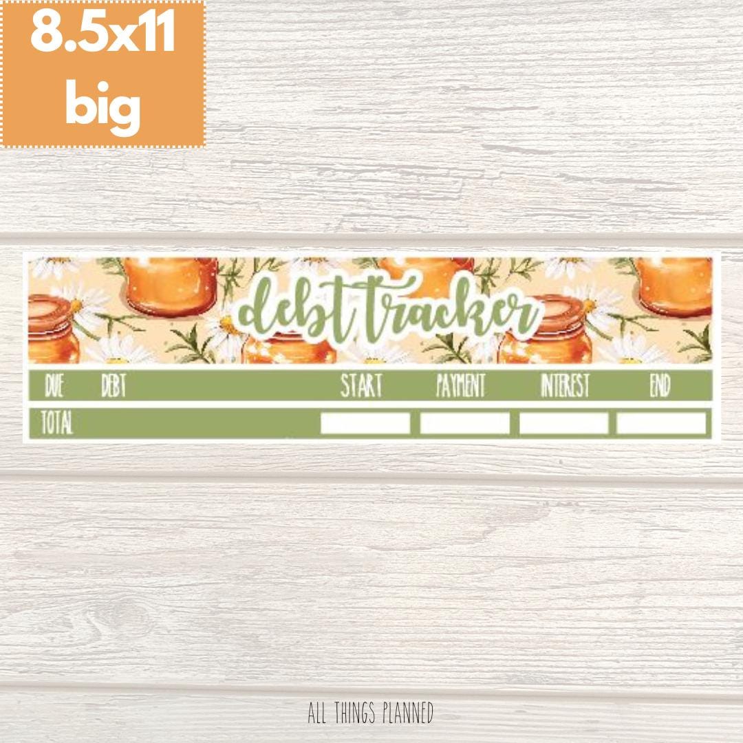 8.5x11 | Big | March (honey Jar) Debt Tracker Sticker | Budget Planner ...