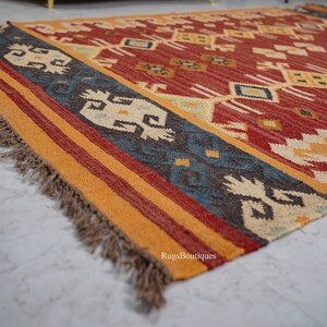 Custom Size Indian Handwoven Kilim Wool Jute Rug, Multicolour Decor Rug ...