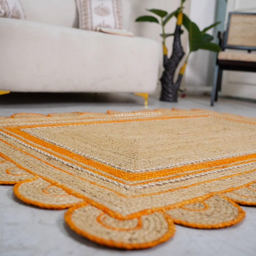 Scallop Jute Rug Jute Rug Scallop, Natural Jute Scalloped Rug, Jute Rug ...