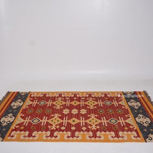 Custom Size Indian Handwoven Kilim Wool Jute Rug, Multicolour Decor Rug ...