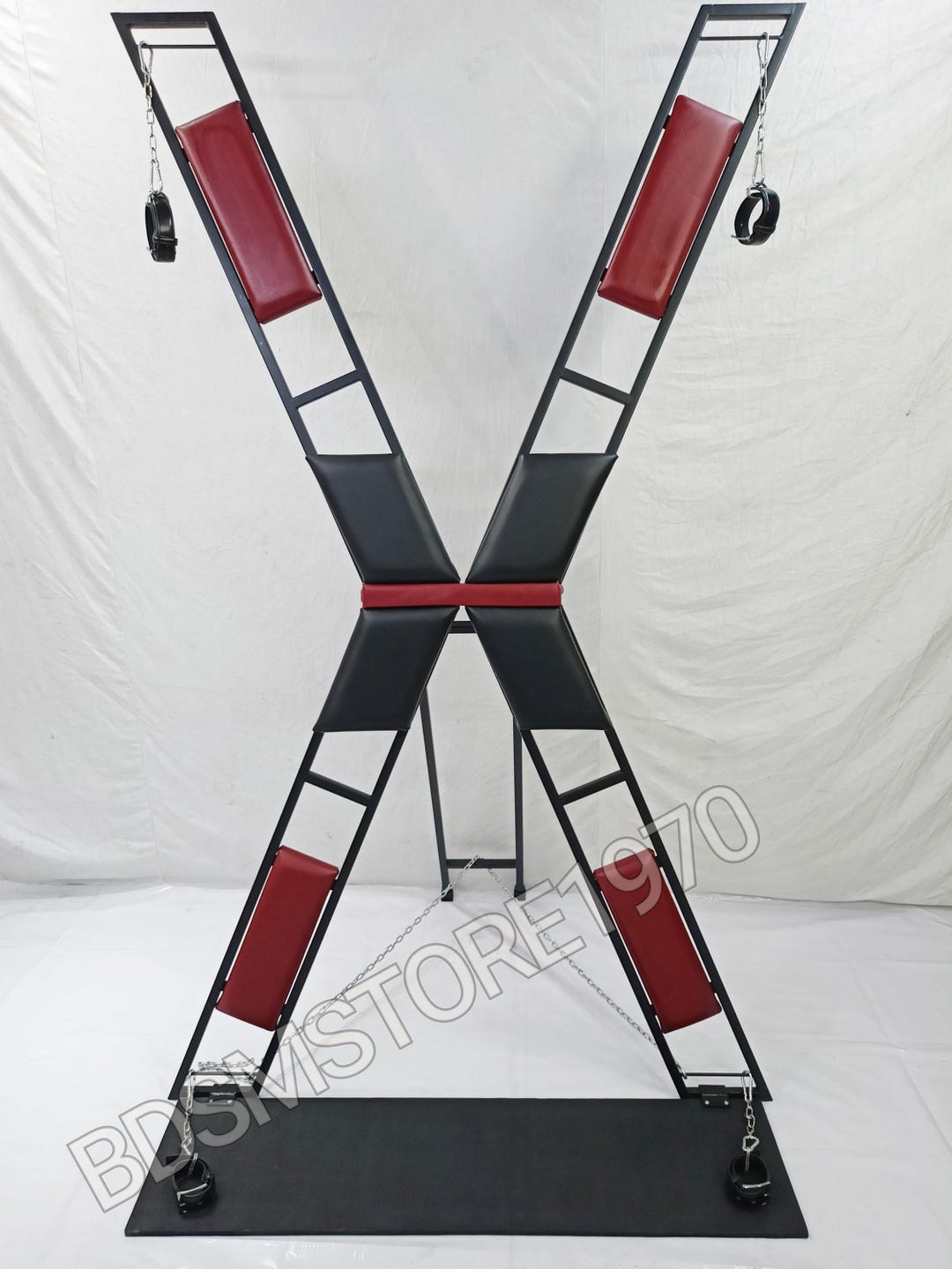 MATURE / Portable Cross Restraint Playroom Dungeon Furniture Wine Color ...