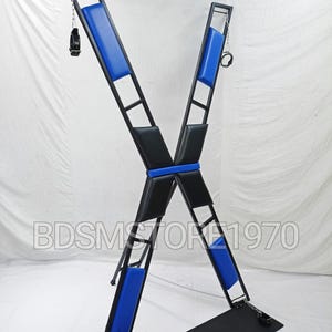 MATURE / Portable Cross Restraint Playroom Dungeon Furniture Blue Color ...