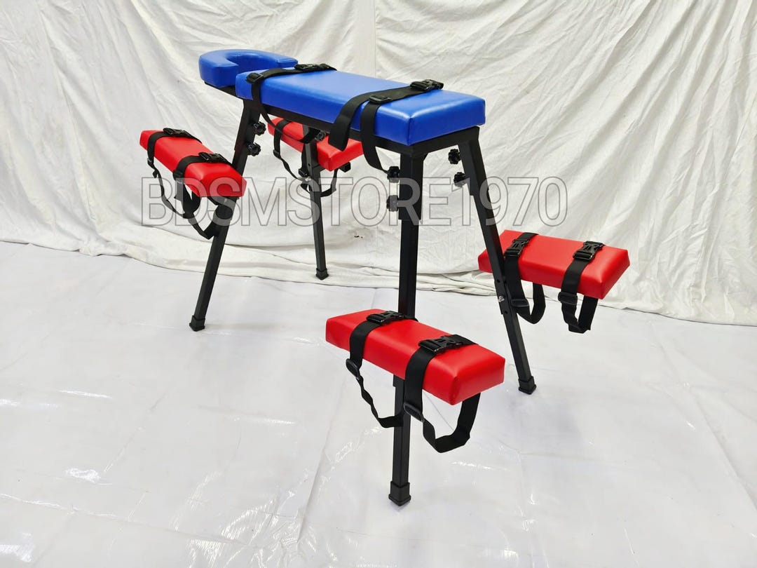 MATURE / Spanking Portable Bench With Headrest Blue and Red Color ...
