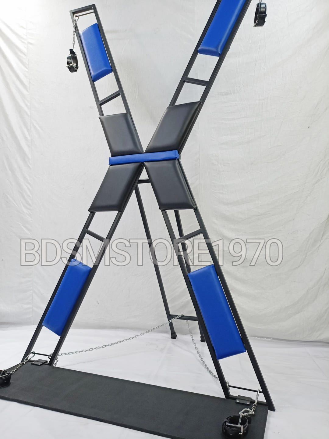 MATURE / Portable Cross Restraint Playroom Dungeon Furniture Blue Color ...