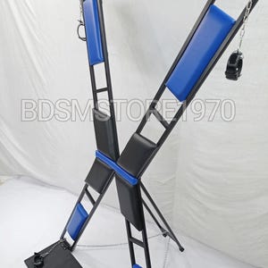 MATURE / Portable Cross Restraint Playroom Dungeon Furniture Blue Color ...