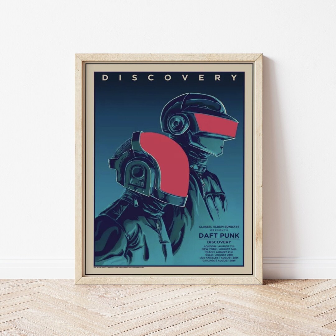 Daft Punk Abstract Poster Pink Blue Red Black Music Wall Art Retro ...