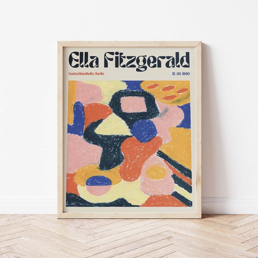 Ella Fitzgerald Abstract Poster Pink Black Red Yellow Music Wall Art ...