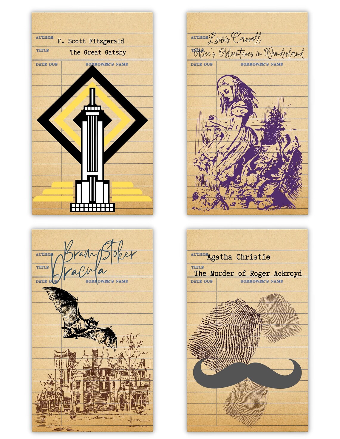 Printable Altered Library Cards for Junk Journals, Ephemera With Titles ...
