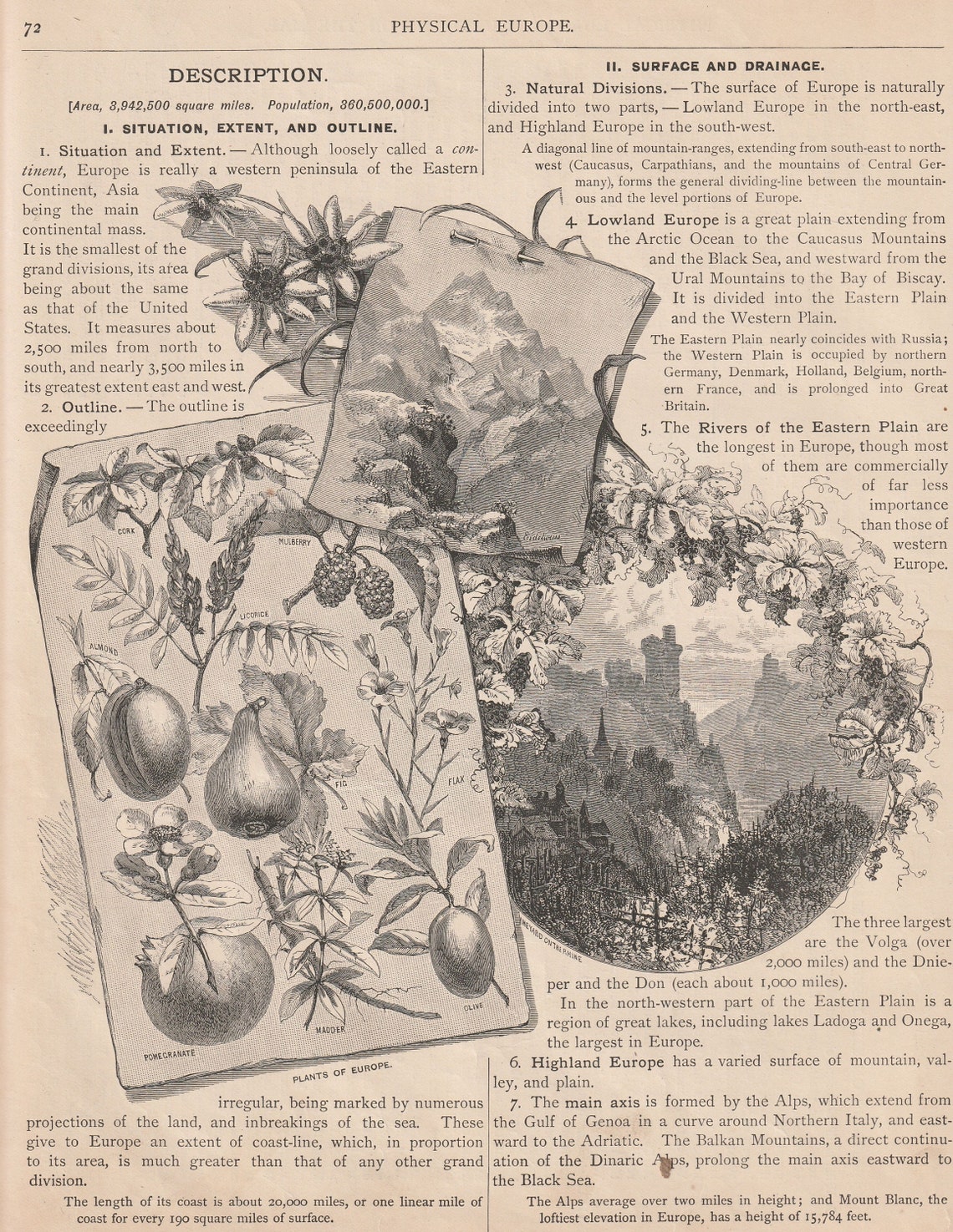 Geography Textbook Pages From 1890 Include Vintage Maps and Text for ...