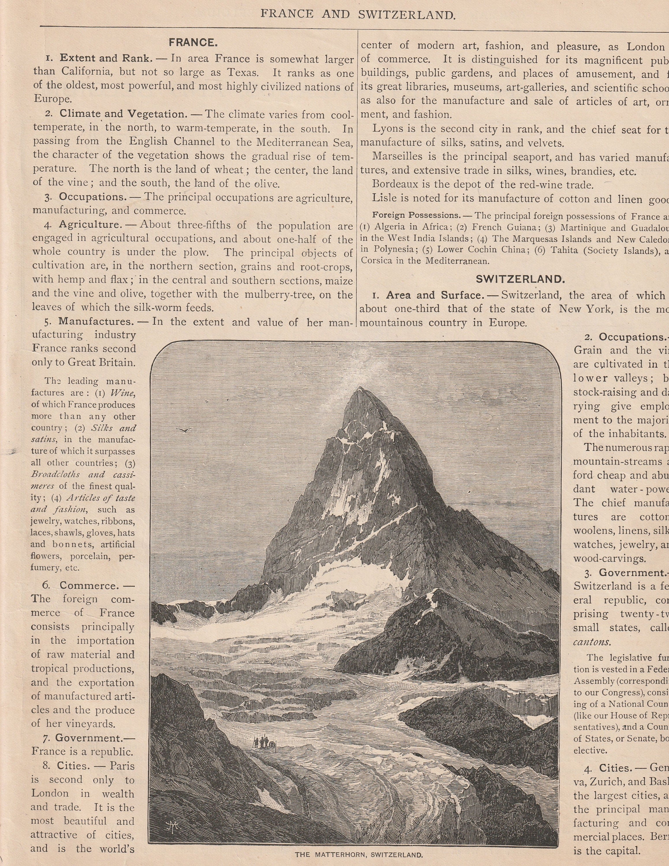 Geography Textbook Pages From 1890 Include Vintage Maps and Text for ...