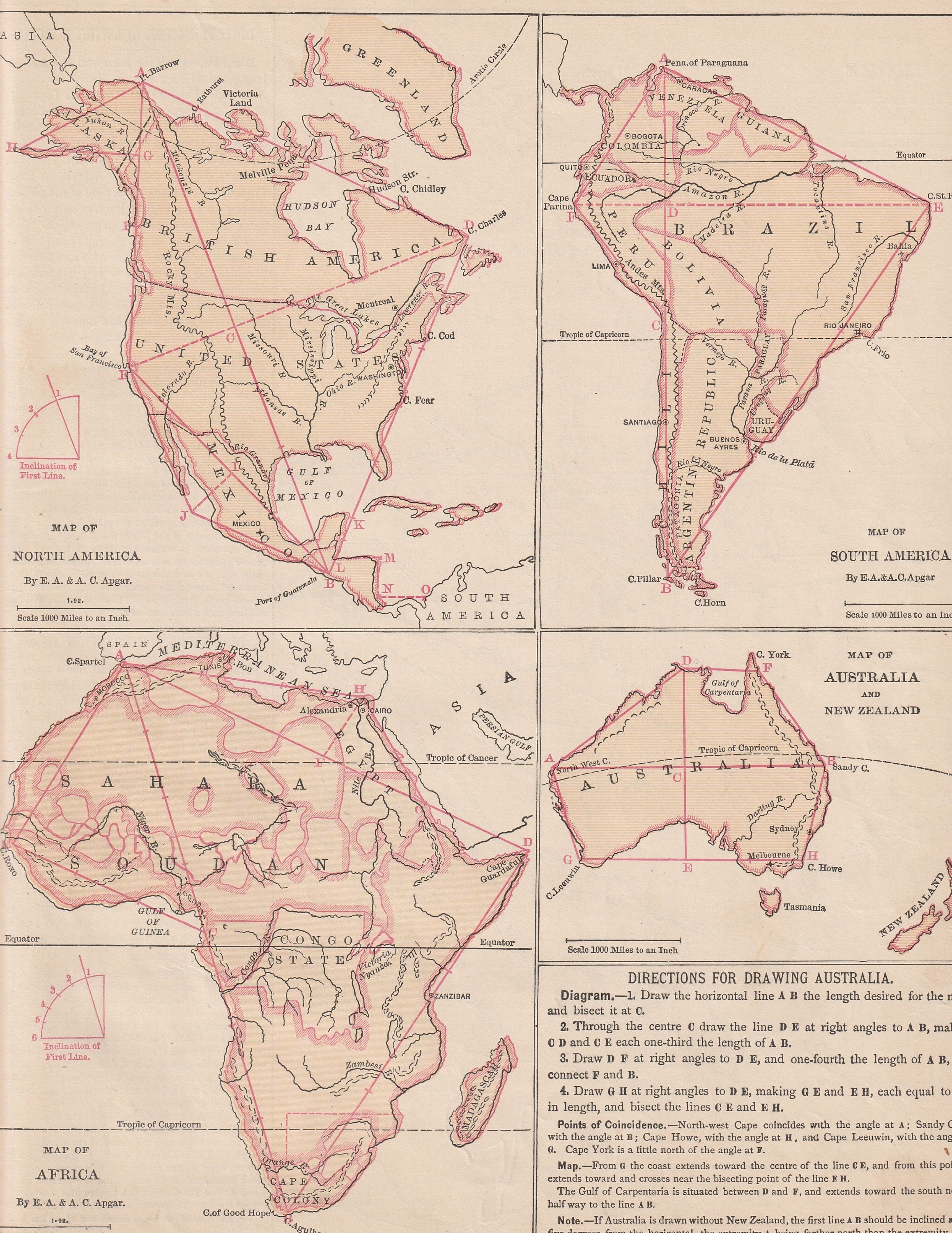 Geography Textbook Pages From 1890 Include Vintage Maps and Text for ...