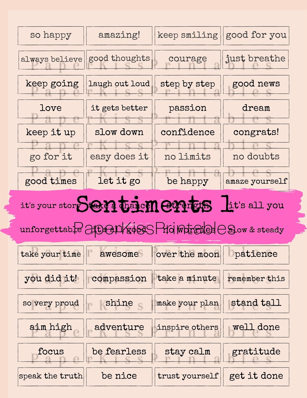 Sentimental Motivational Words and Phrases - Digital Download for ...