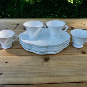 Colony Harvest Milk Glass 8 Piece Snack Set - Etsy