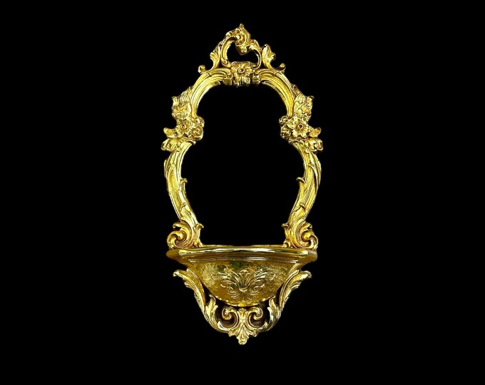 Ornate Gold Syroco Mirror With Shelf Dated 1970 Vintage Gold Toned ...