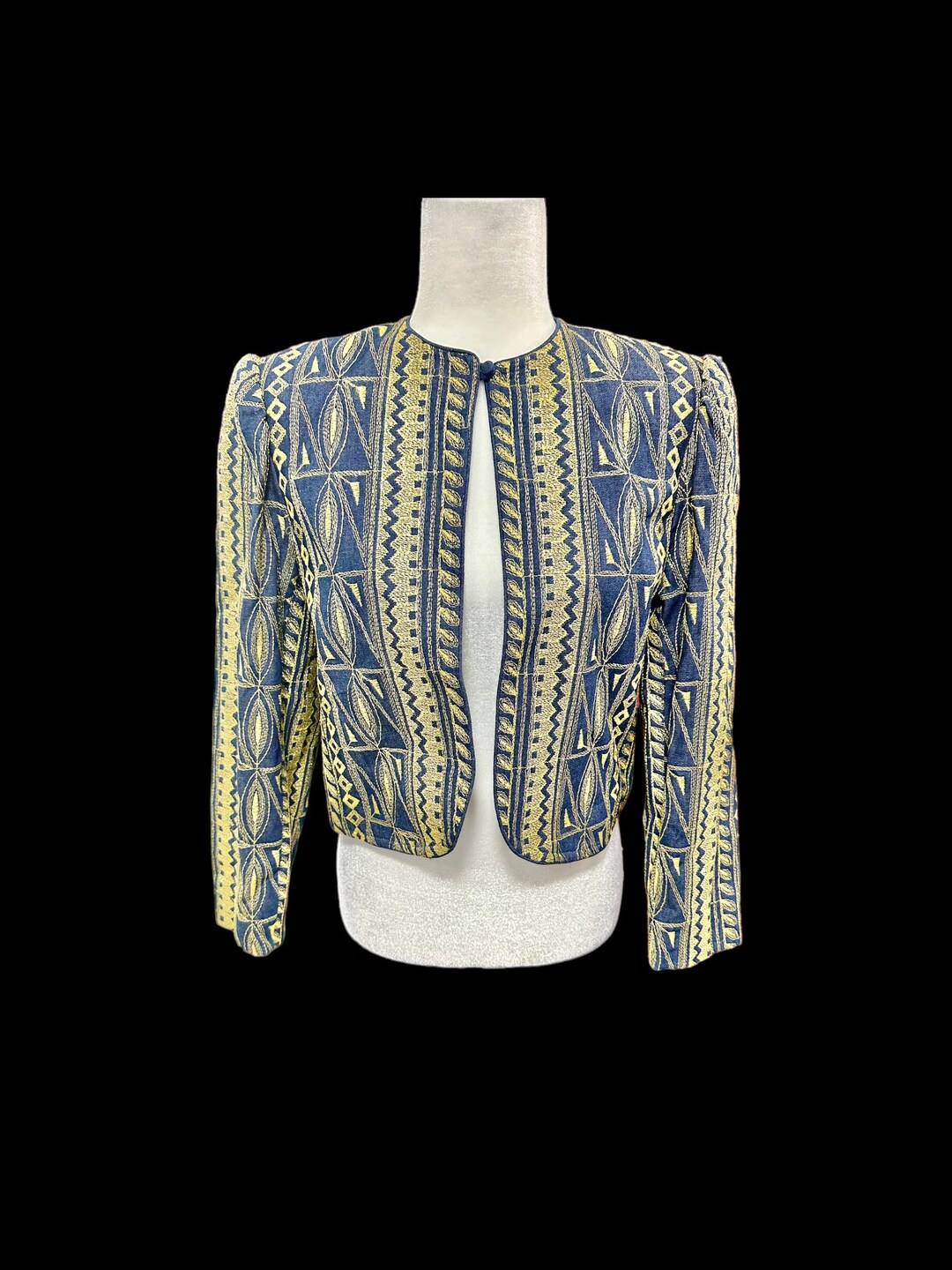 Denim Jim Heilman Bolero With Gold Embroidery Small, Vintage Bolero - Etsy