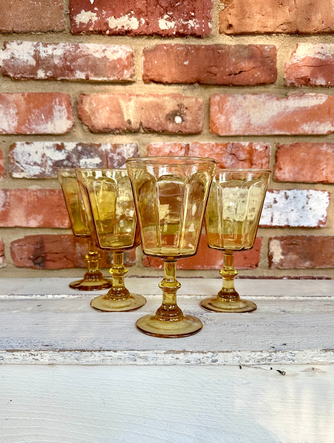 Vintage Water Glasses in Antique Yellow by Lenox Set of 4, Yellow Water ...