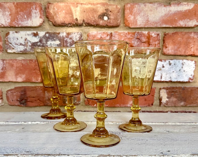 Vintage Water Glasses in Antique Yellow by Lenox Set of 4, Yellow Water ...
