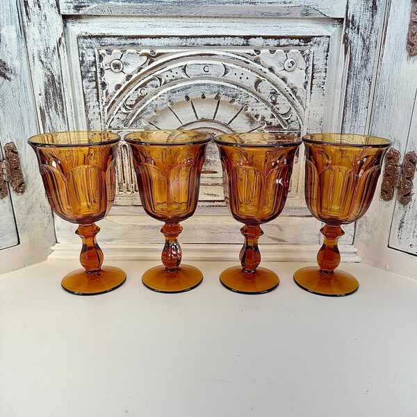 Amber Water Goblets - Etsy