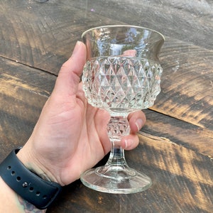 Diamond Point Wine Goblets, Vintage Diamond Point Glass Goblets, Tiara ...