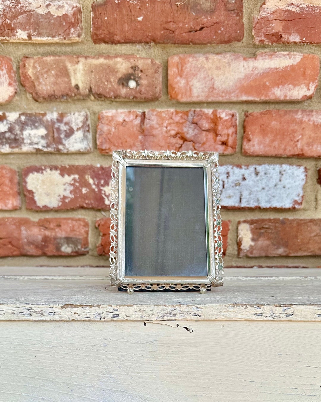 Silver Toned Pierced Table Top Picture Frame, Silver Filagree Metal ...
