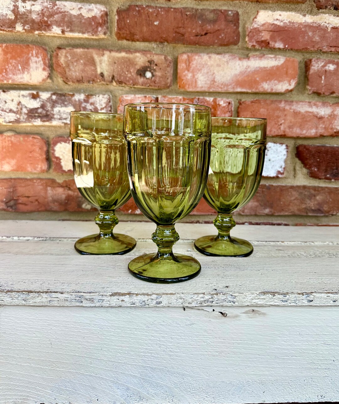 Libbey Duratuff Green Iced Tea Goblets Set of 3, Olive Green Glass ...