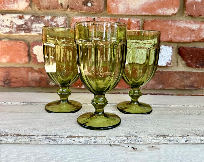Libbey Duratuff Green Iced Tea Goblets Set of 3, Olive Green Glass ...