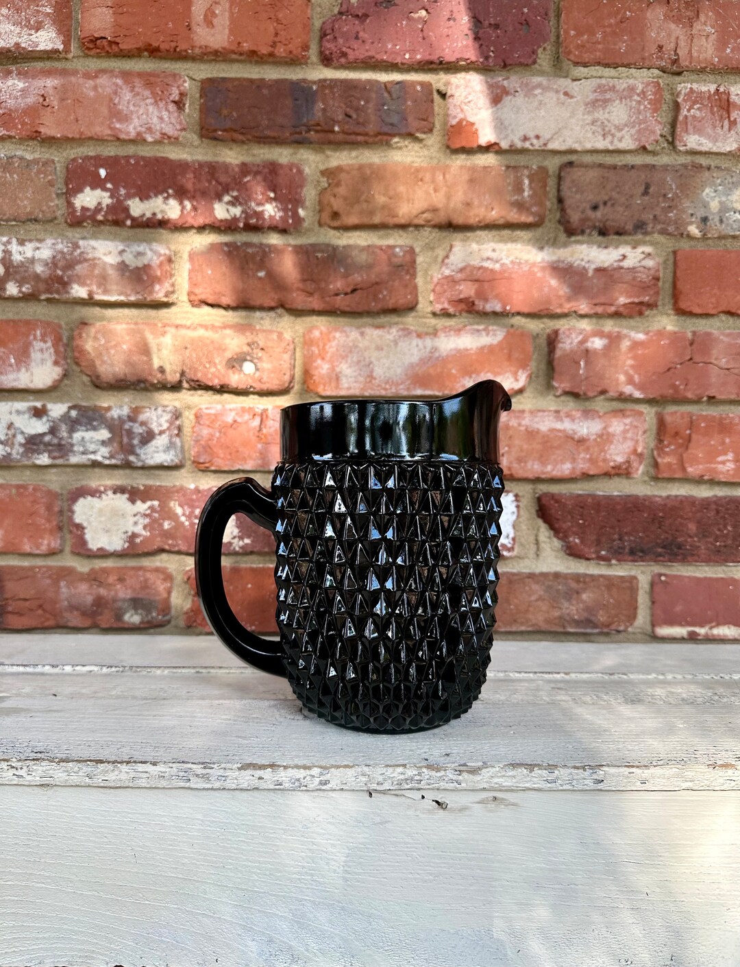 Cameo Black by Tiara Black Pressed Glass Diamond Pattern 64oz Pitcher ...