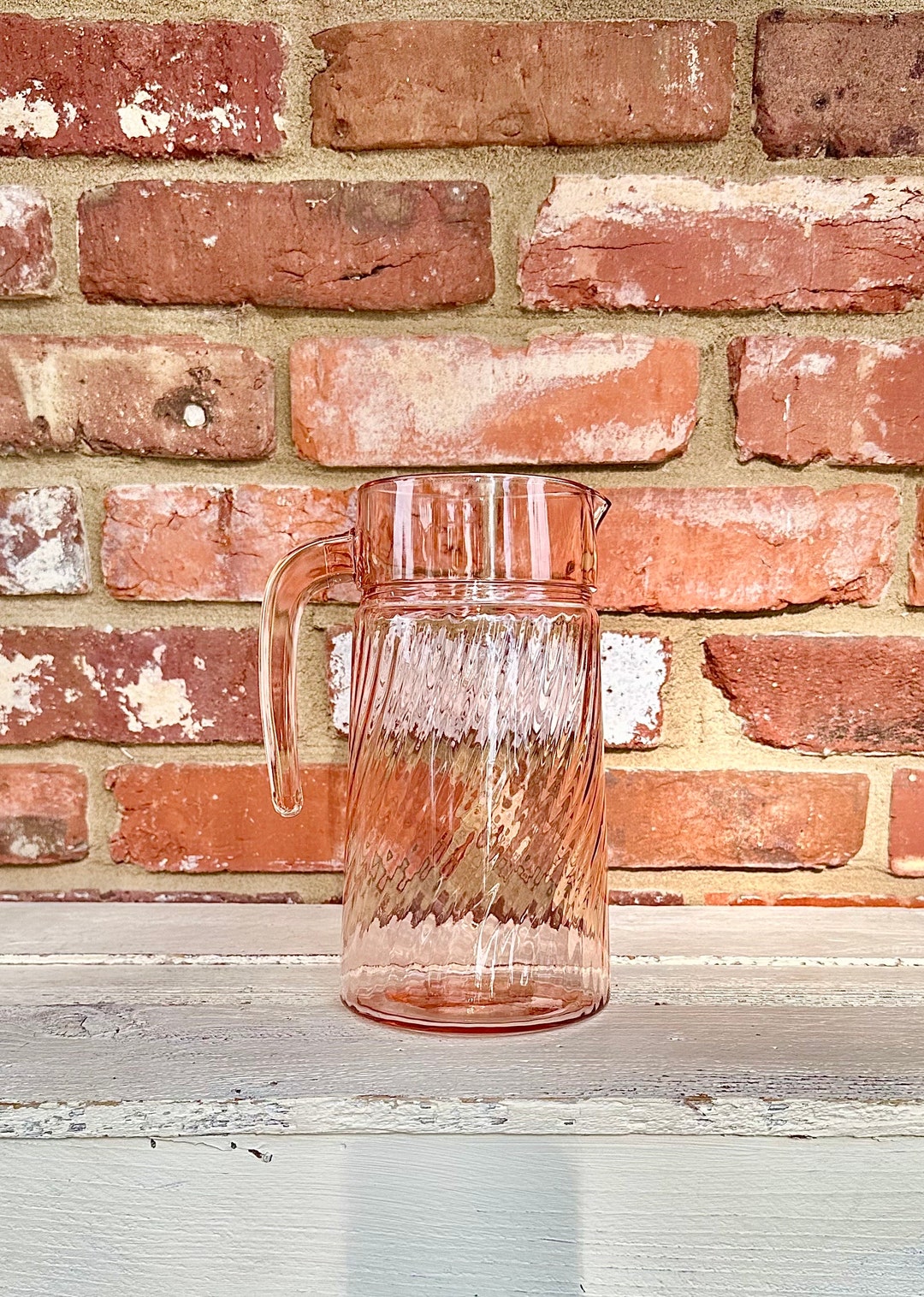 Pink Arcoroc Rosaline Swirl Vintage Pitcher, Midcentury Made in France ...