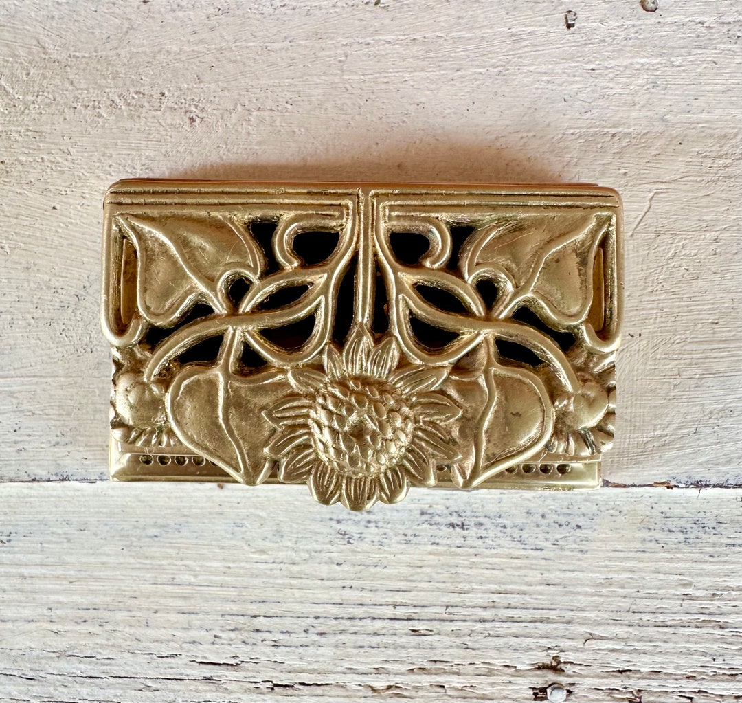 Vintage Brass Stamp Dispencer, Brass Postage Stamp Dispenser, Marbel ...