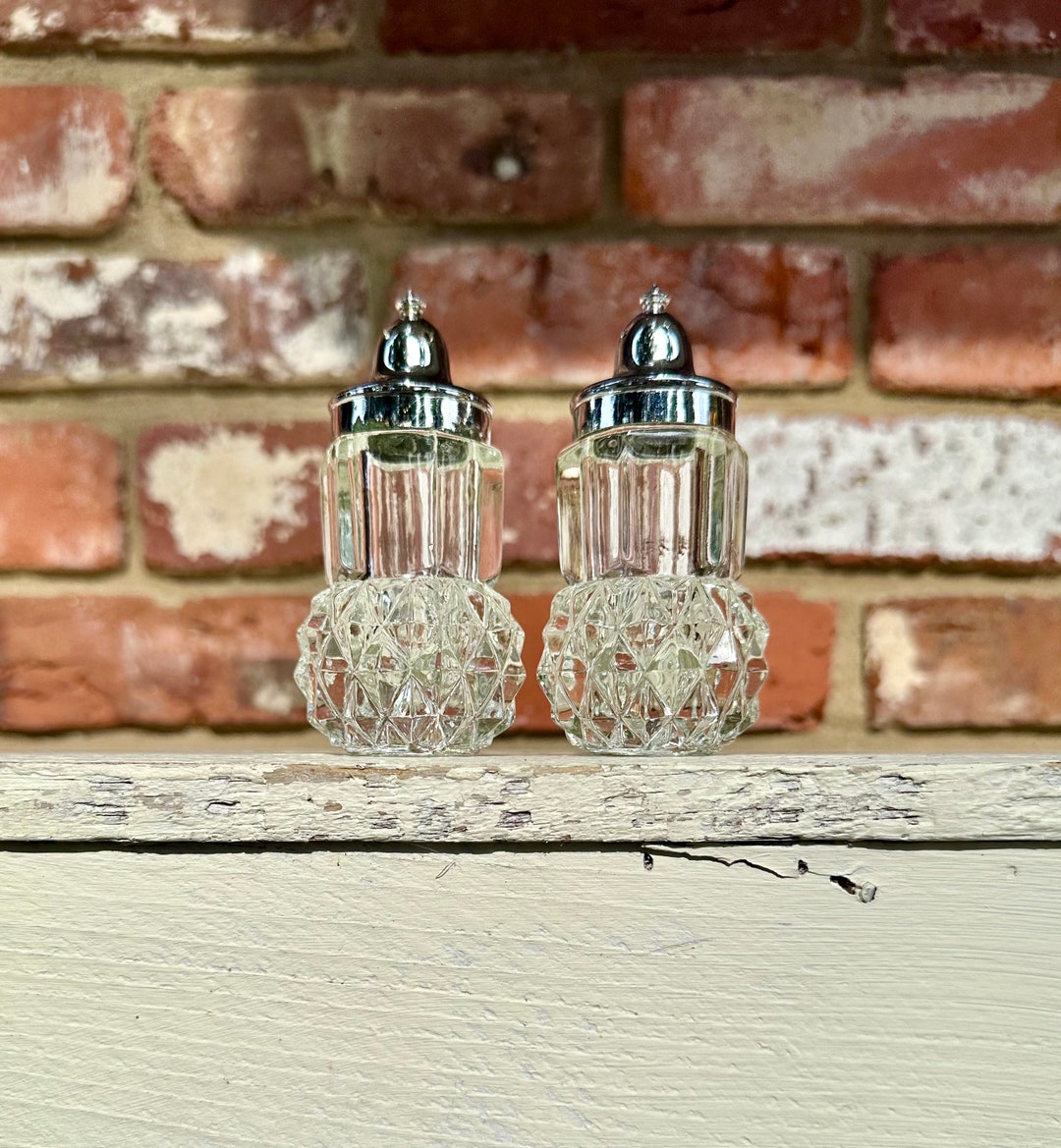 Vintage Glass Salt and Pepper Shakers, Cameo Salt and Pepper Shakers ...
