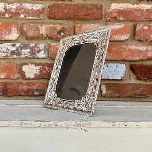 Silver Toned Pierced Table Top Picture Frame, Silver Filagree Metal ...
