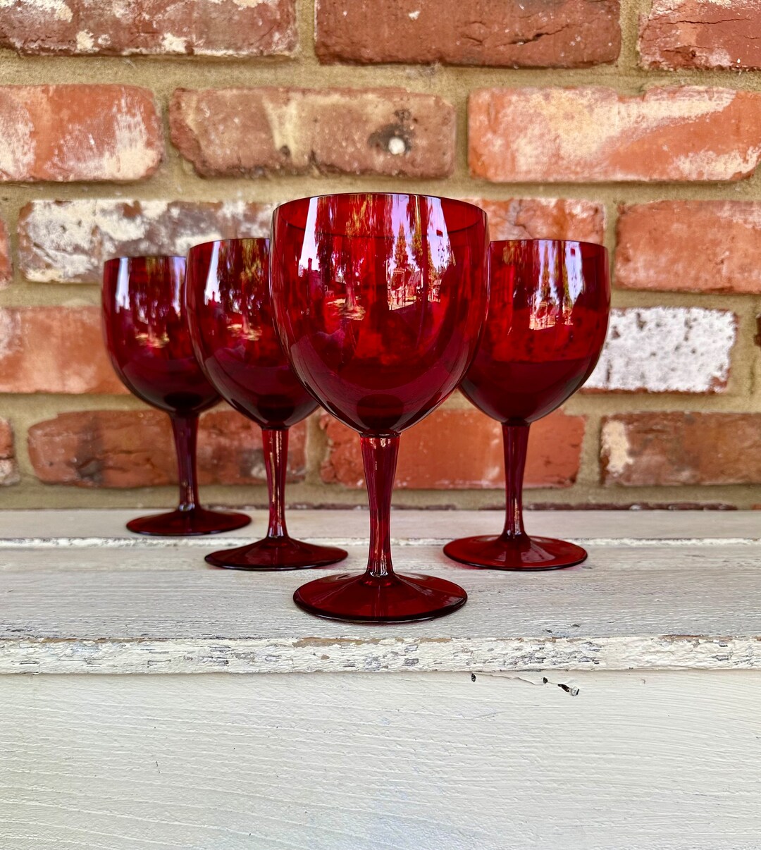 Ruby Red Water Goblets, Vintage Blood Red Water Goblets Set of 4 - Etsy
