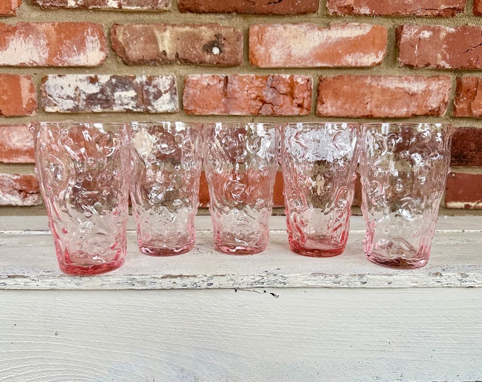 Set of 5 El Rancho Pink by Bryce Flat Iced Tea Glasses, Vintage Pink ...