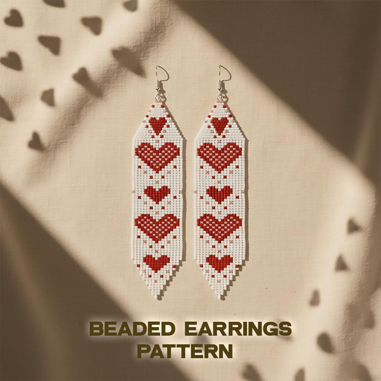 Heart Seed Bead Earrings Pattern - Beading PDF Tutorial, Brick Stitch ...