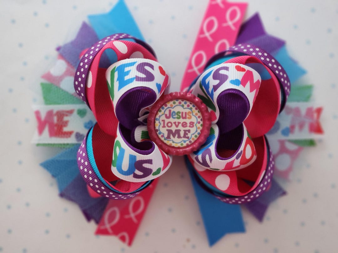 Christian Hair Bow, Jesus Loves Me Bow - Etsy